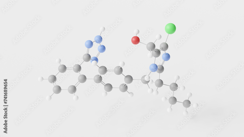losartan molecule 3d, molecular structure, ball and stick model ...