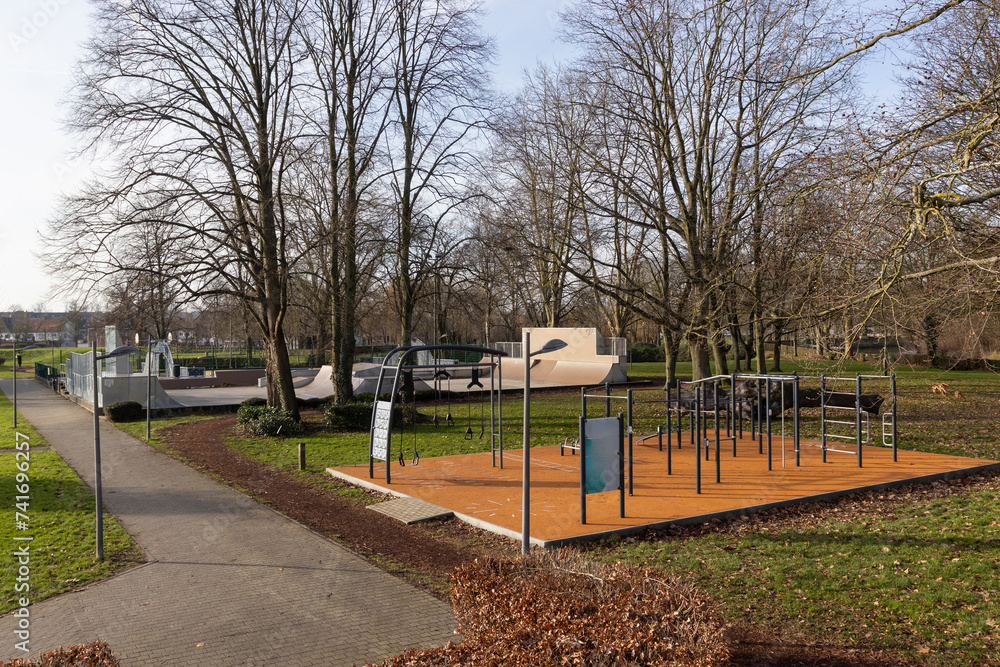 New skate park and outdoor street workout center, at the City Park ...