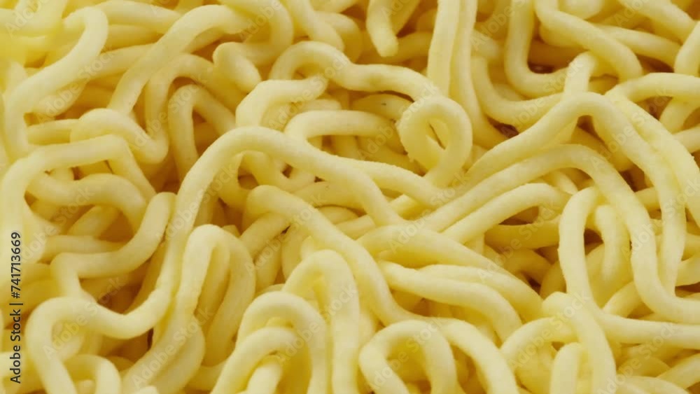 Close-up of instant noodles texture. Asian fast food with meat and ...