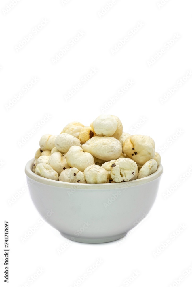 Makhana or Fox Nut in a White Bowl Isolated on White Background with ...