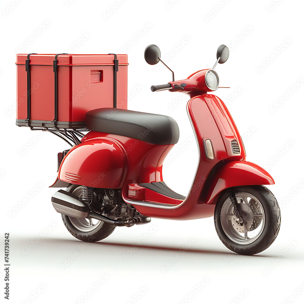Yellow Retro Vintage Scooter Isolated on White Background. Modern ...