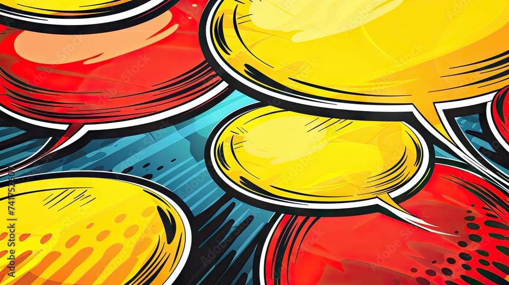 Dynamic Comics Background with Cartoon Speech Bubbles and Halftones ...