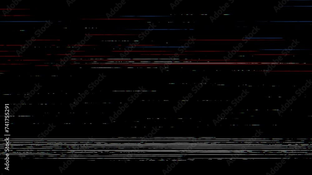 White vertical interference with blue and red channel fracture on black ...