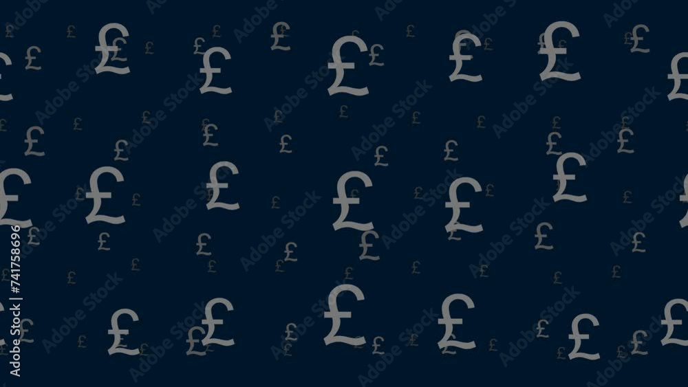 Pound symbols float horizontally from left to right. Parallax fly ...