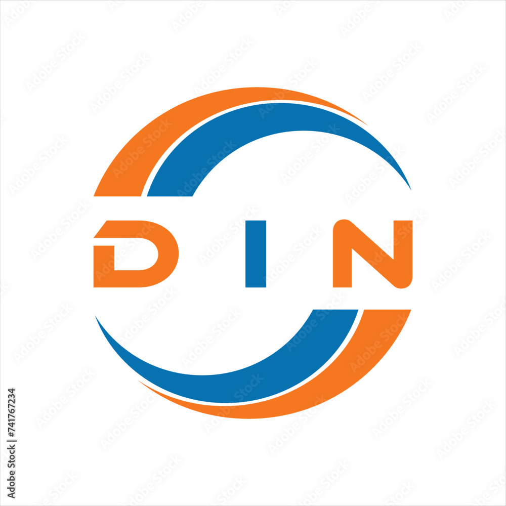 DIN letter design. DIN letter technology logo design on a white ...