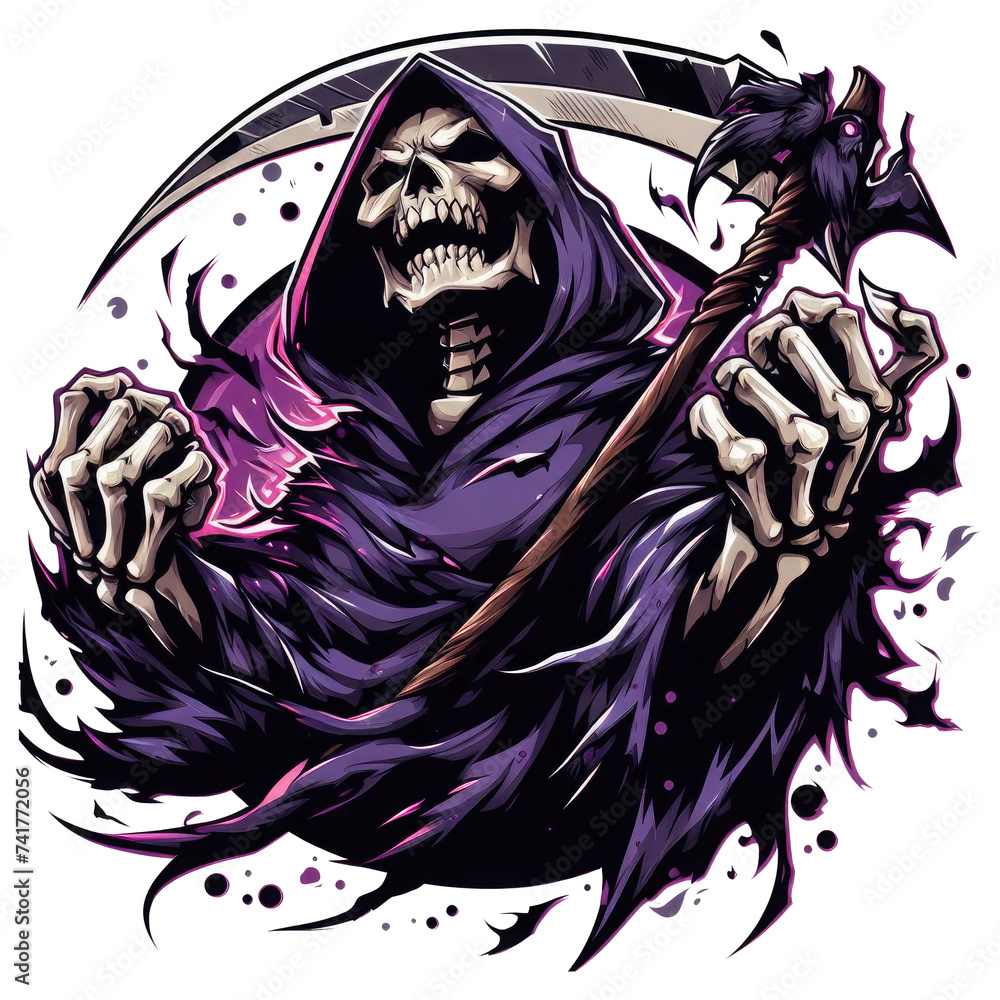 abstract reaper skull illustration t-shirt design, merchandise, stikers ...