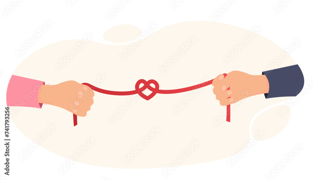 Human hands pulling the rope, family relationship concept, solving the ...