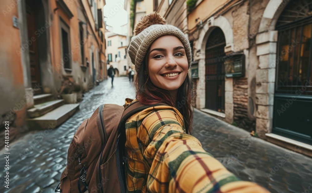 Street Style Tour in Old Rome: Influencer Woman Embarks on a Trendy ...