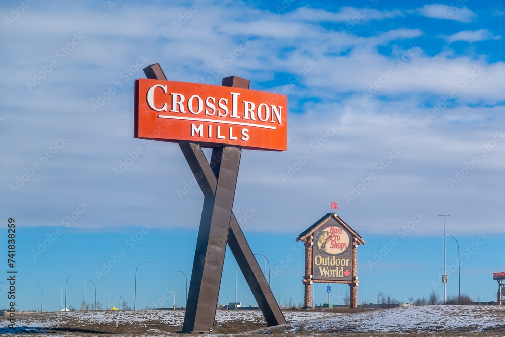 Rocky View, Alberta, Canada. Feb 20, 2024. The signage for CrossIron ...