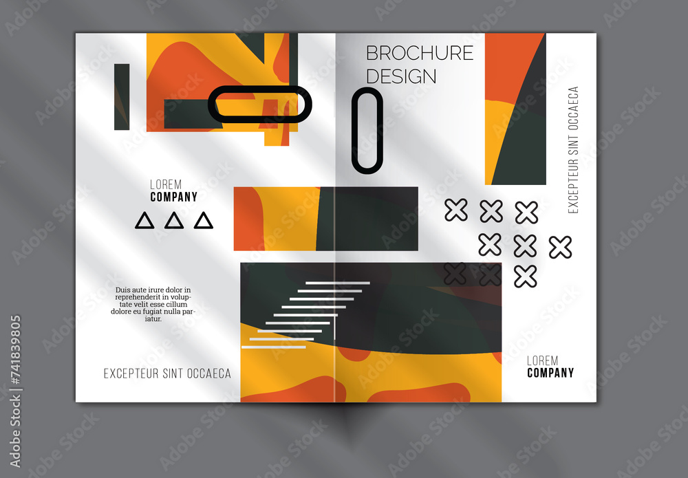 Brochure Cover Layout Geometric Shapes and Abstract Bright Rectangles ...