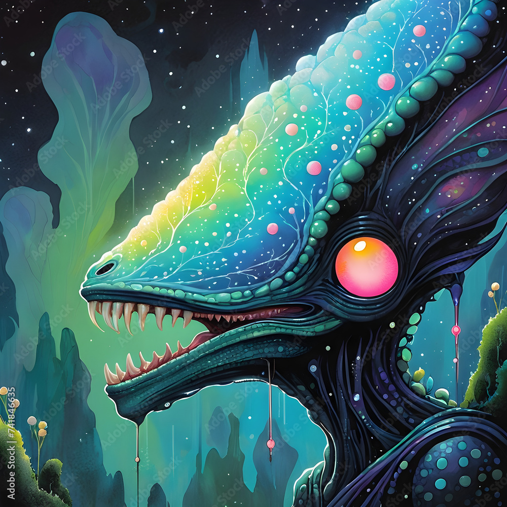 Imagine a cute, minimalistic alien side profile that looks like ...