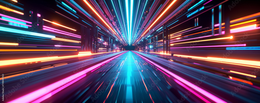 Colorful Futuristic Line Art with Time-Lapse and Contraption Designs ...