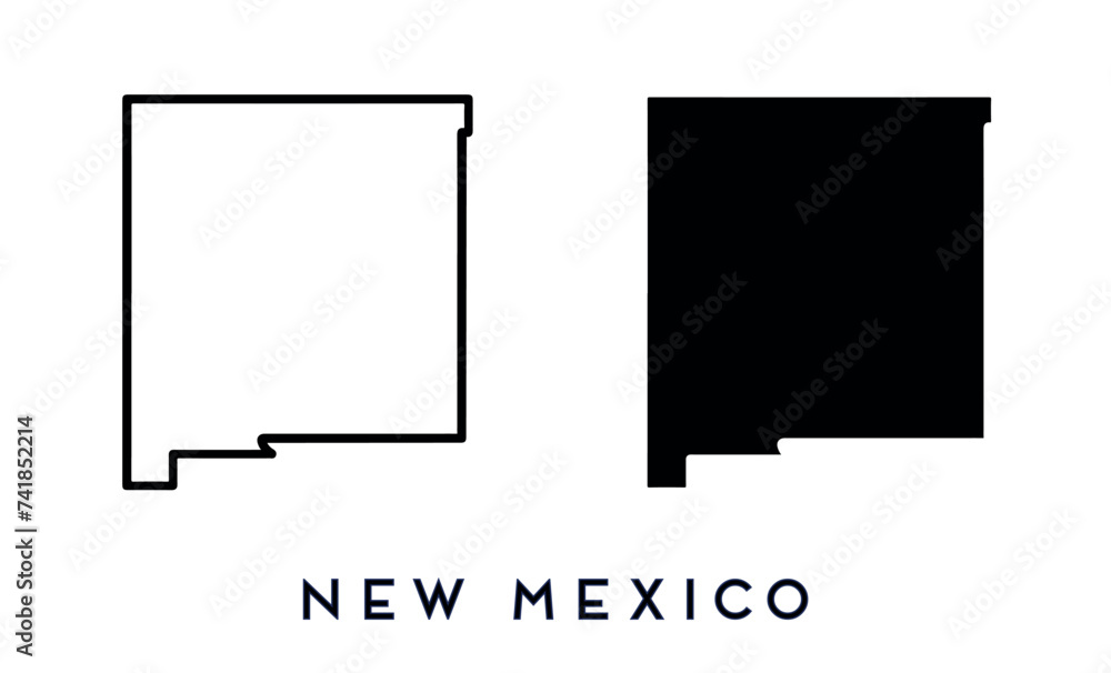 New Mexico state map silhouette and outline vector set Stock Vector ...