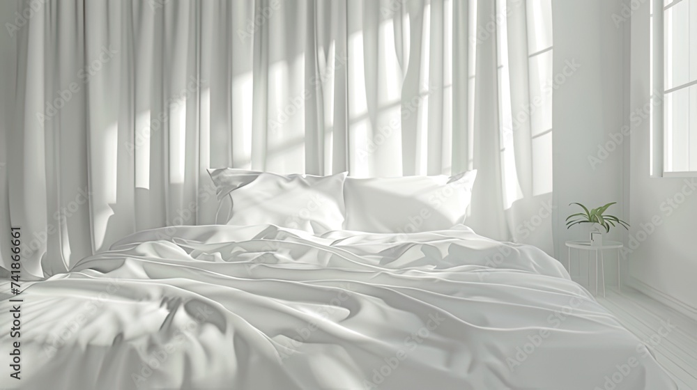 mood and atmosphere of a white bedroom. The feeling of calm and ...