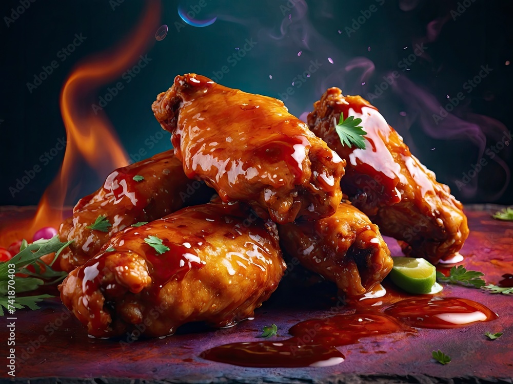 Barbecue chicken wings with sauce, Buffalo chicken wings, Fried chicken ...