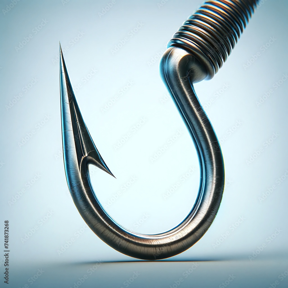 Realistic illustration of a fish hook, highlighting its structure ...