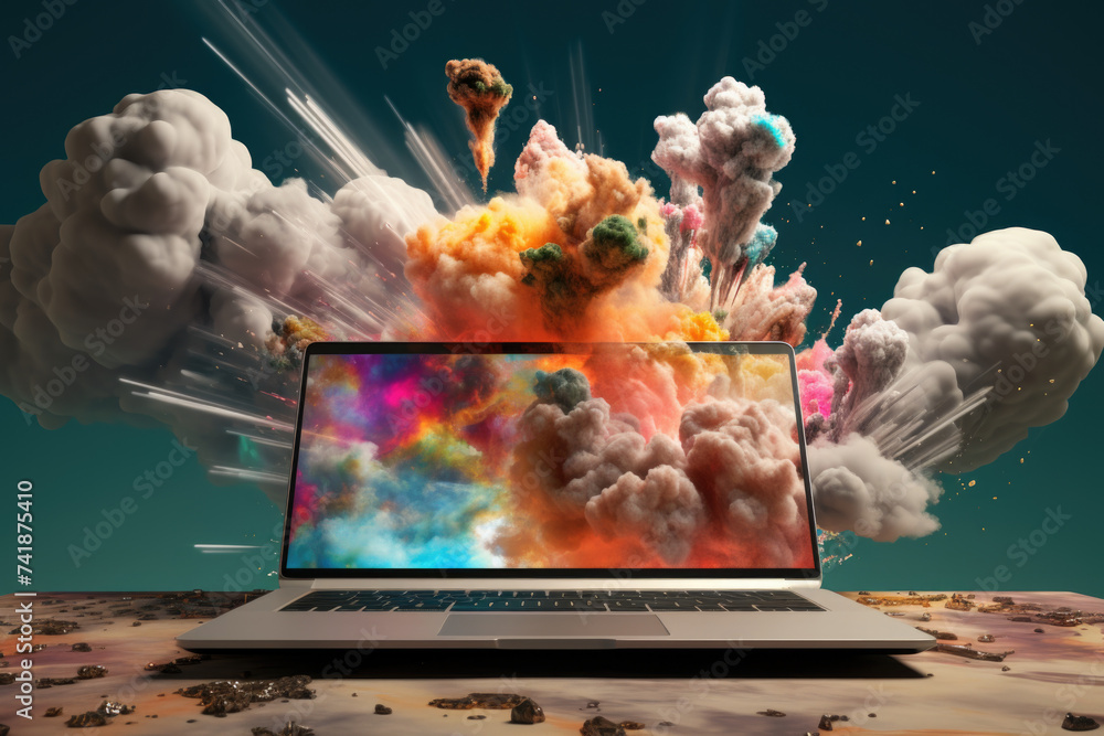 Burning laptop and keyboard, equipment fire due to faulty battery and ...