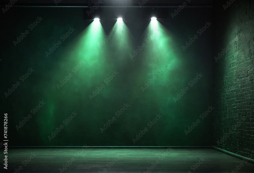 spotlight on stage, empty room with spotlights, dark blue background ...
