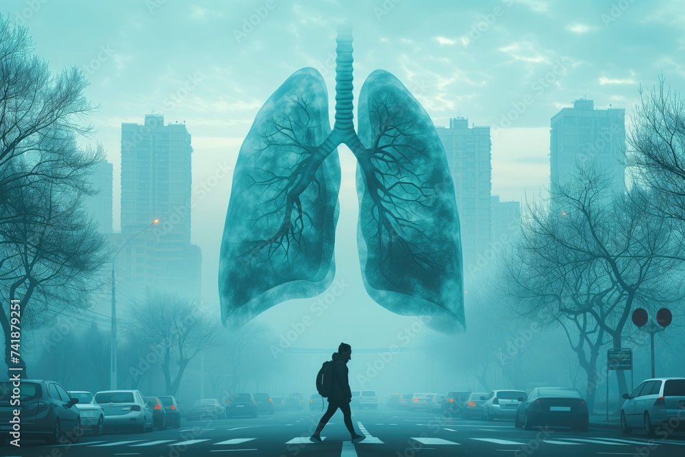 human lungs concept. Impact on Daily Life. A visual representation of ...