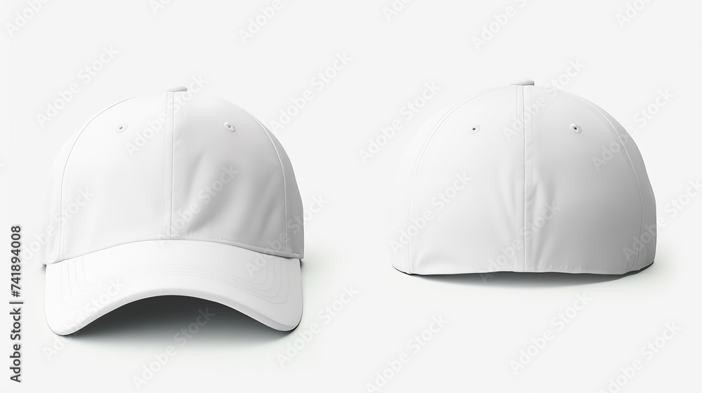 Blank White Baseball Caps Front and Back View, White Baseball Hats ...