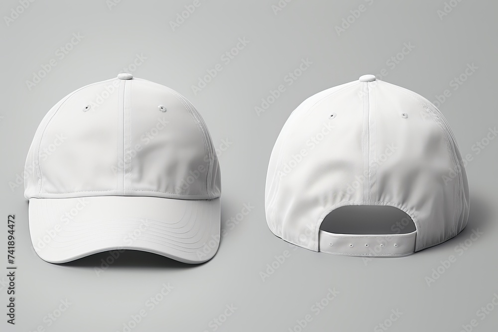 Blank White Baseball Caps Front and Back View, White Baseball Hats ...