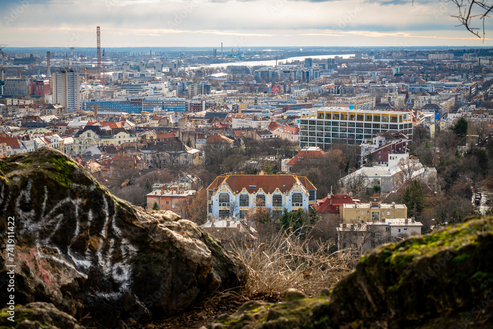 Budapest city panorama, with combination of old and modern architecture ...
