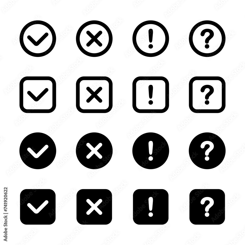 Checklist icon, check marks. Yes and no buttons. Tick, cross or ...