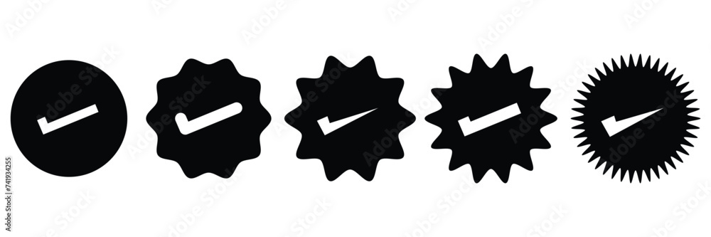Black Verified badge tick mark icon, verified and authentic tick mark ...