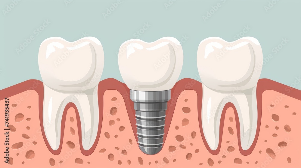 Step by step guide receiving a tooth implant with caption space for key ...
