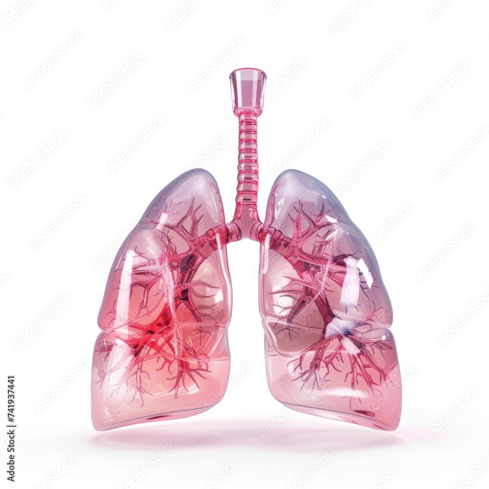 A detailed medical model of the lungs is displayed, showcasing the ...