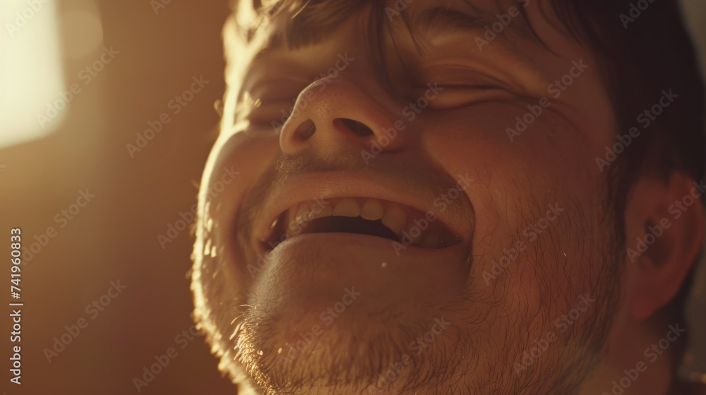 A rugged man with a strong jawline and a furrowed forehead gazes ...