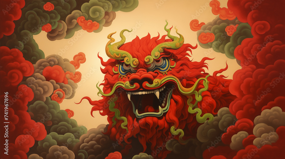 Chinese dragon, nian beast, design for Chinese new year in traditional ...