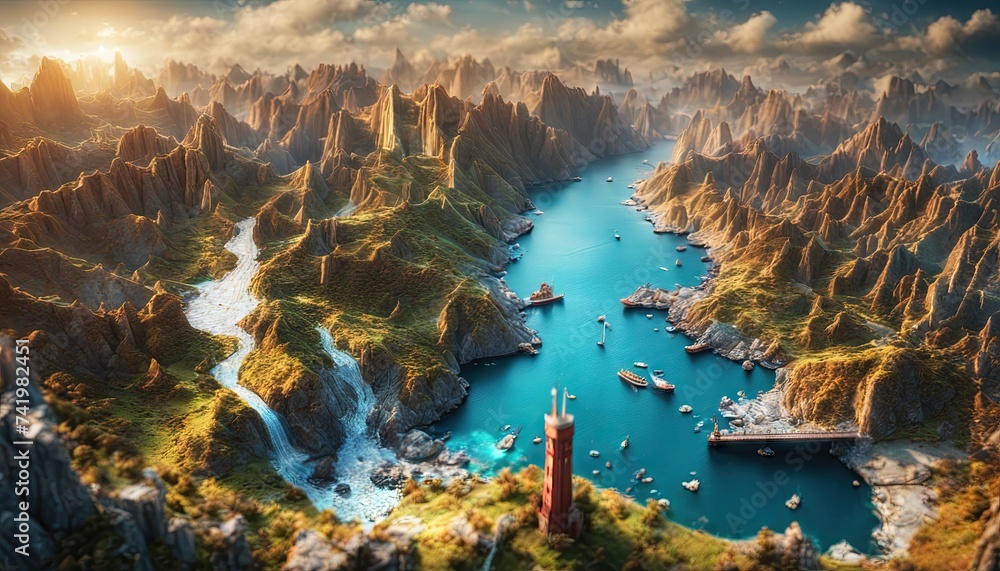 Virtual Reality Level Design, world construction. AR, VR concept ...