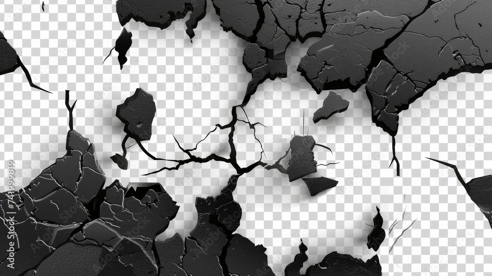Vector illustration showing ground cracks from an earthquake, isolated ...