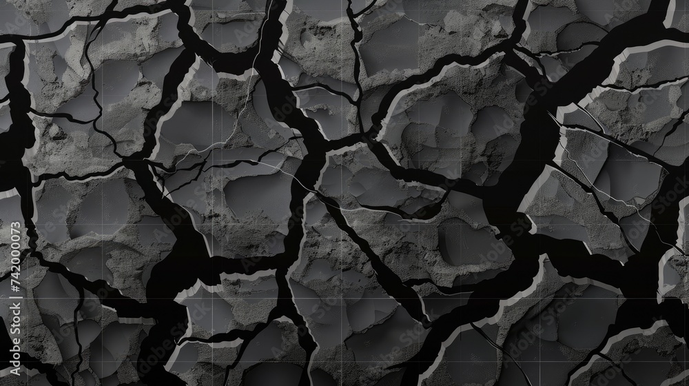 Vector illustration showing ground cracks from an earthquake, isolated ...