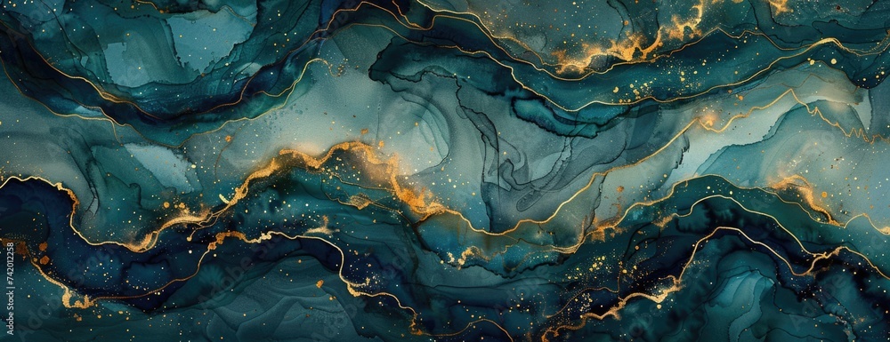 Vibrant Aerial-Inspired Watercolor Abstract: Branching River Flows in ...