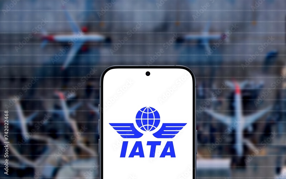 IATA Logo is shown on a modern smartphone, International Air Transport ...