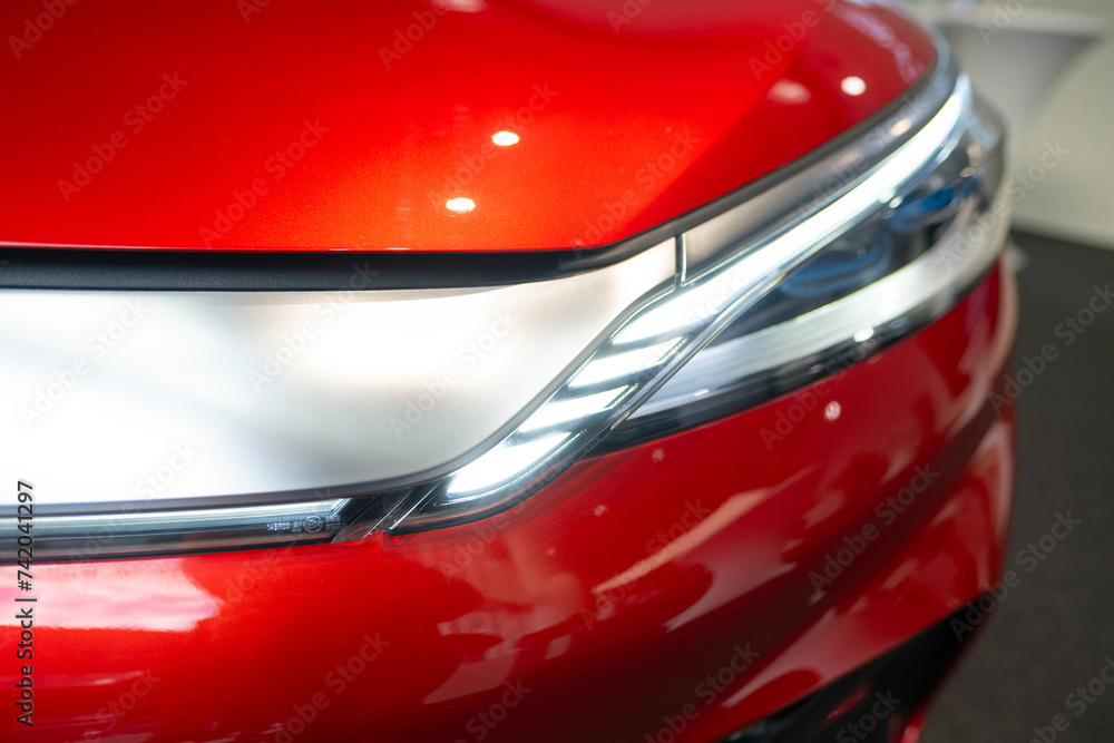 part of red BYD ATTO 3 Car, headlamp Electric Vehicle Chinese BYD ...