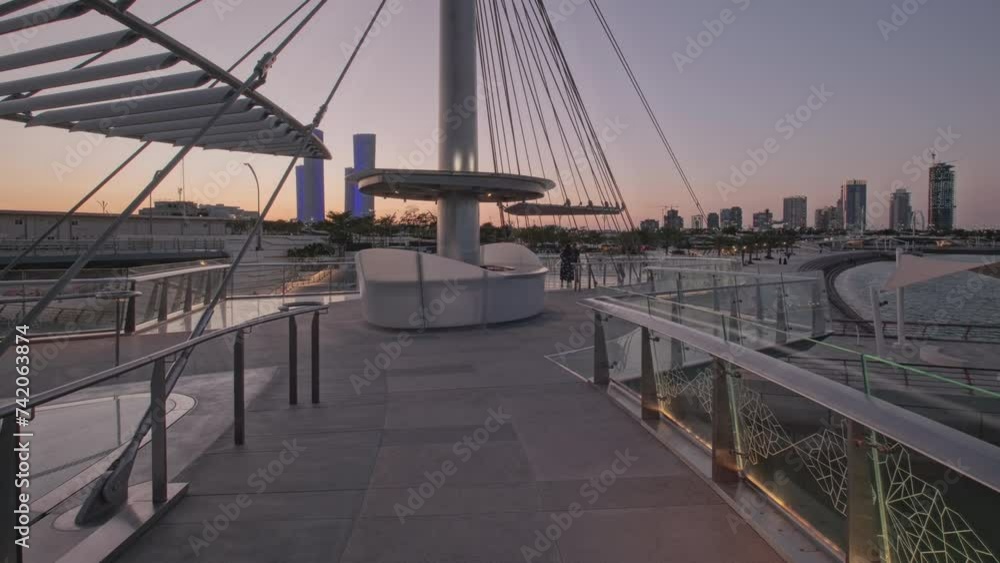 Vidéo Stock The Lusail Pedestrian Bridges o the Glass Bridge of Lusail ...