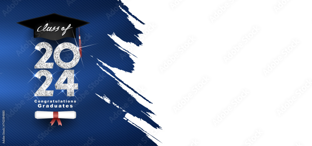 Class of 2024 Vector text for graduation silver design, congratulation ...