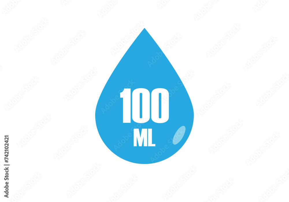 100 ml. Vector volume of 100 milliliters. Liquid drop design isolated on white background Stock ...