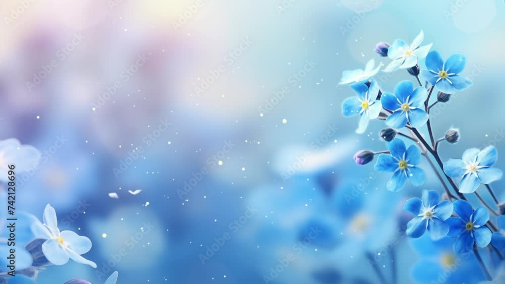 panorama spring background forget me not flowers. spring flowers ...