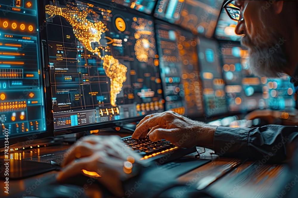 Close Up of a Professional Office Specialist Working on Desktop ...