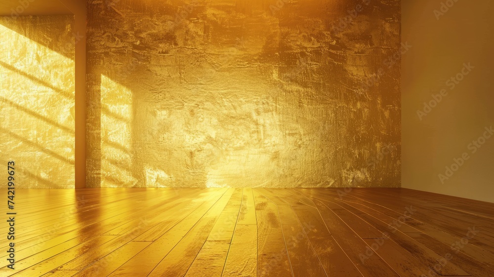 Gold wall texture background. Yellow shiny gold foil paint on wall ...