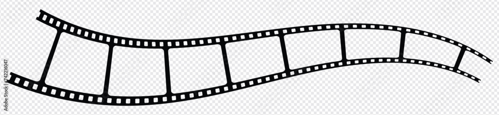 Curved film strip icon. PNG image. Roll of retro film strip on isolated ...