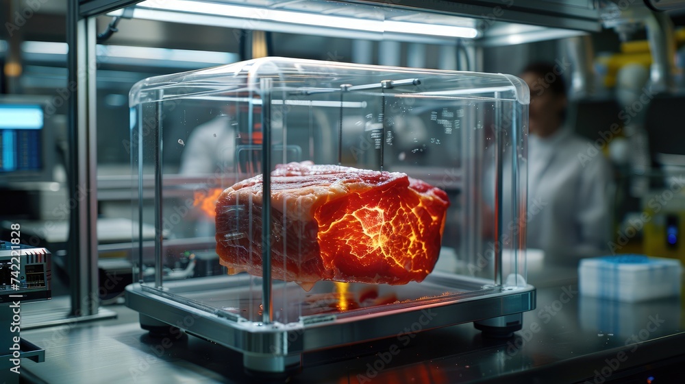 Lab grown meat. Showcasing the future of food with cultured beef in ...