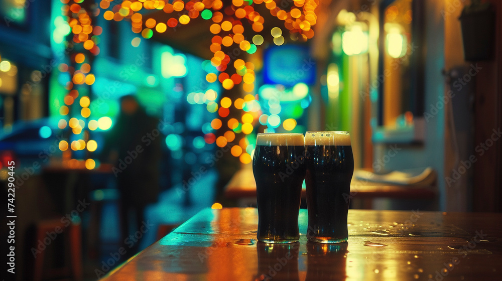 Cheers and Laughter: Two Glasses of Irish Beer Raised in Celebration at ...