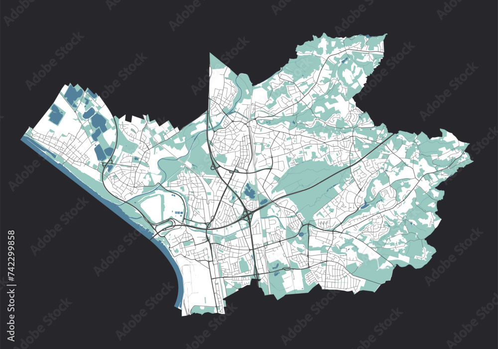 Poster Map of Leverkusen, Germany – Wall Art | UkPosters
