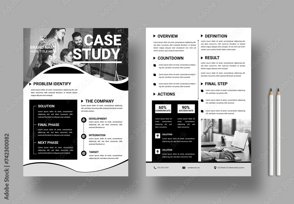 Black And White Business Case Study Stock Template | Adobe Stock