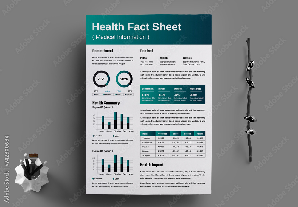 Health Fact Sheet Template Stock Template | Adobe Stock
